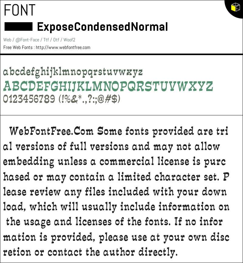 Expose Condensed Normal Fonts Downloads - WebFontFree.Com