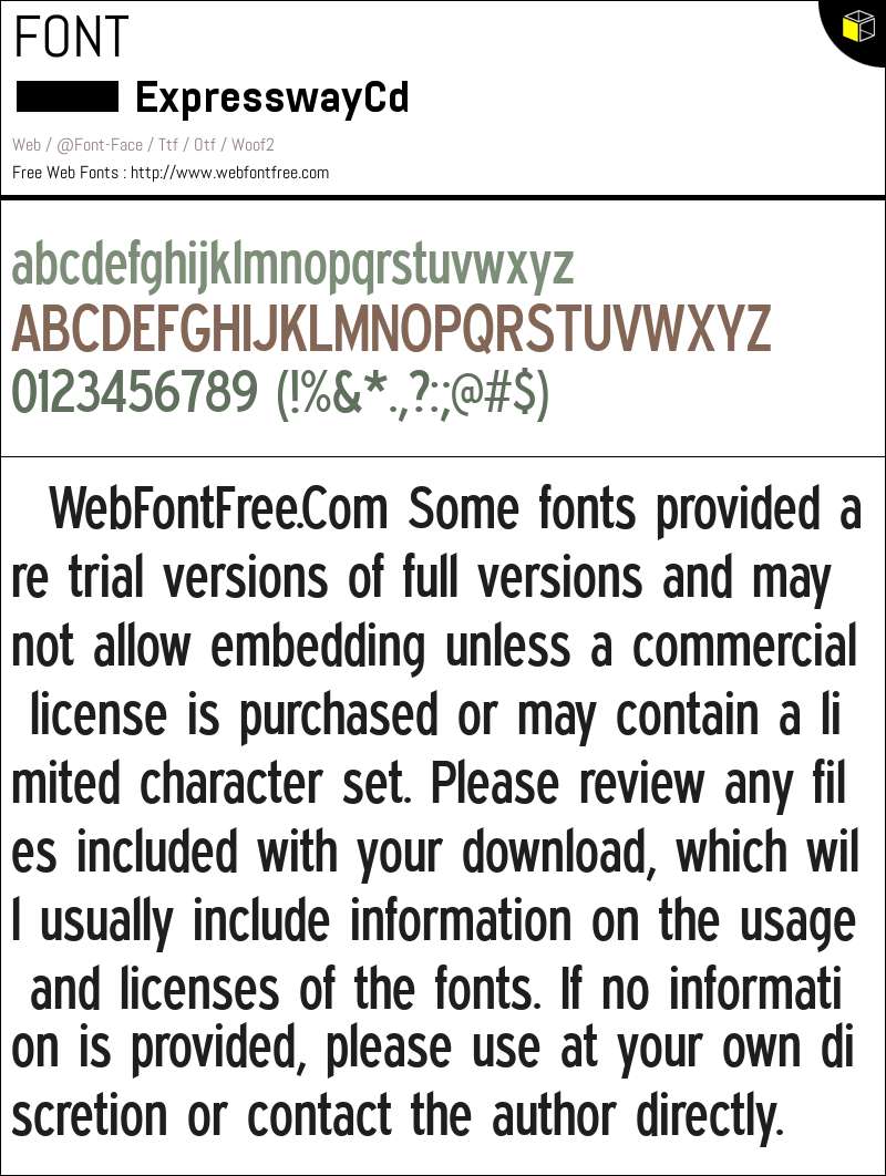 Expressway Cd Fonts Downloads - WebFontFree.Com
