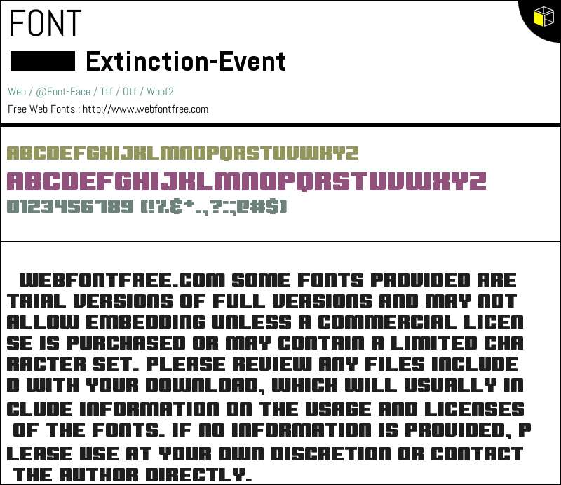 Extinction Event Fonts Downloads - WebFontFree.Com