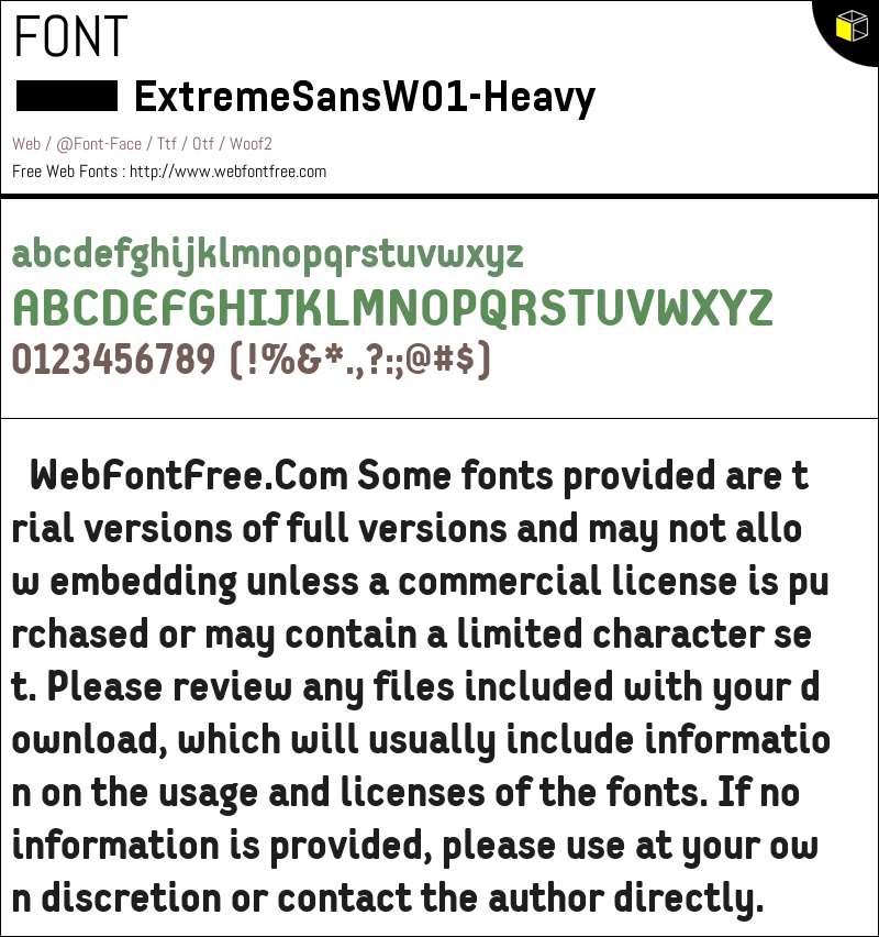 Extreme Sans W01 Heavy Fonts Downloads - WebFontFree.Com