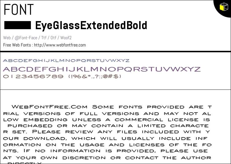 Eye glass Extended Bold Fonts Downloads - WebFontFree.Com