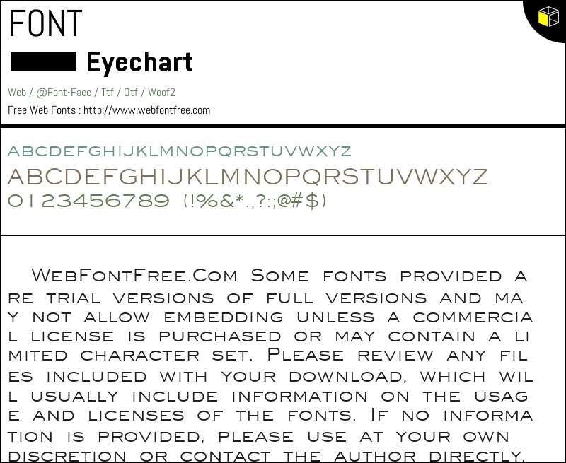 Eyechart Regular Fonts Downloads - WebFontFree.Com