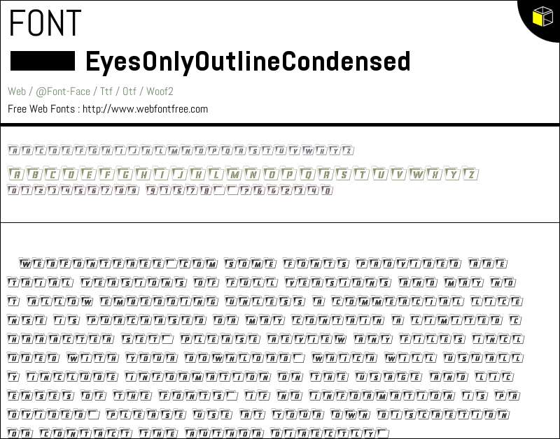 Eyes Only Outline Condensed Fonts Downloads - WebFontFree.Com