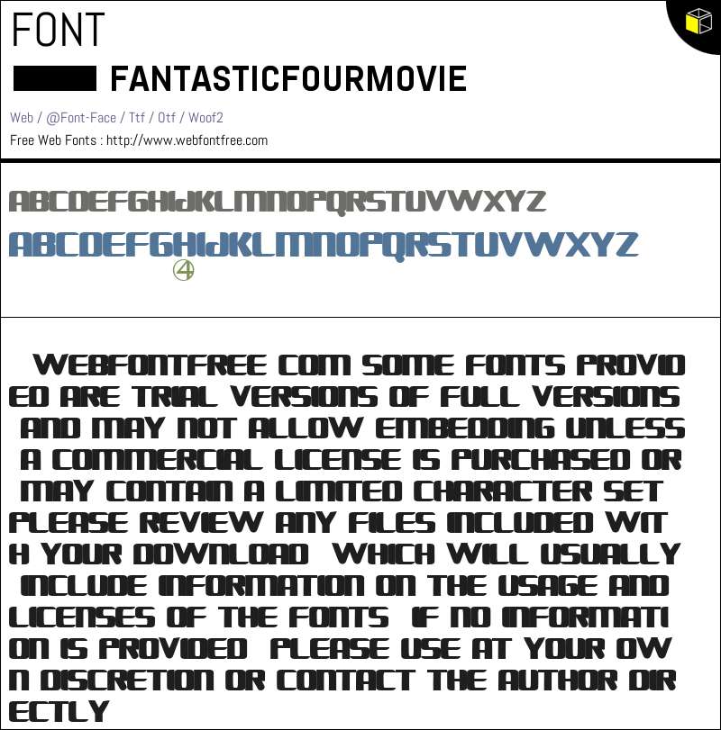FANTASTIC FOUR MOVIE Fonts Downloads - WebFontFree.Com