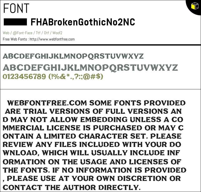 FHA Broken Gothic No2 NC Fonts Downloads - WebFontFree.Com