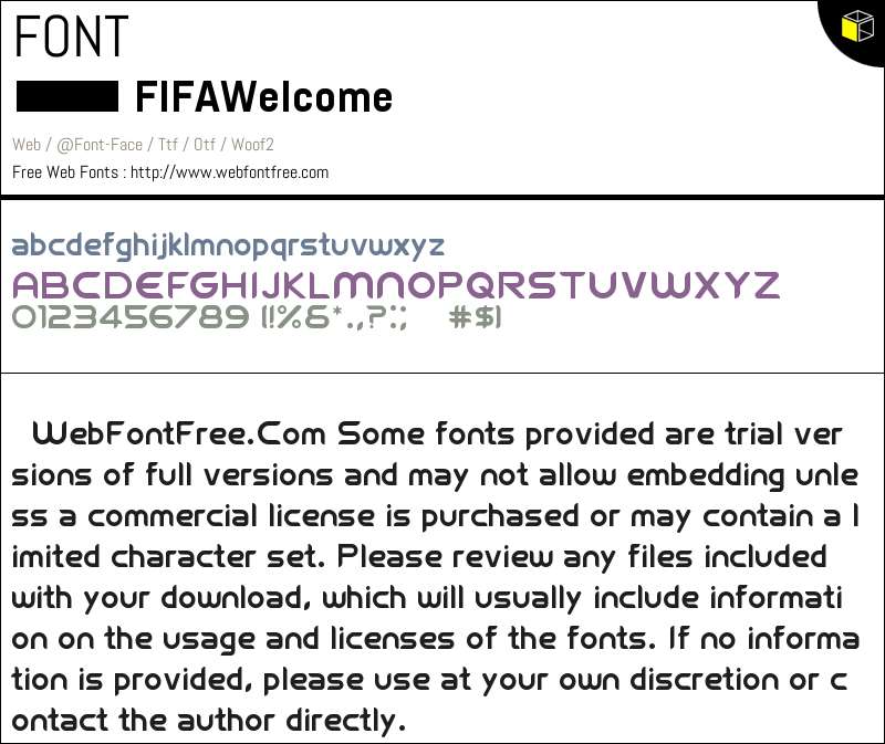 FIFA Welcome Fonts Downloads - WebFontFree.Com