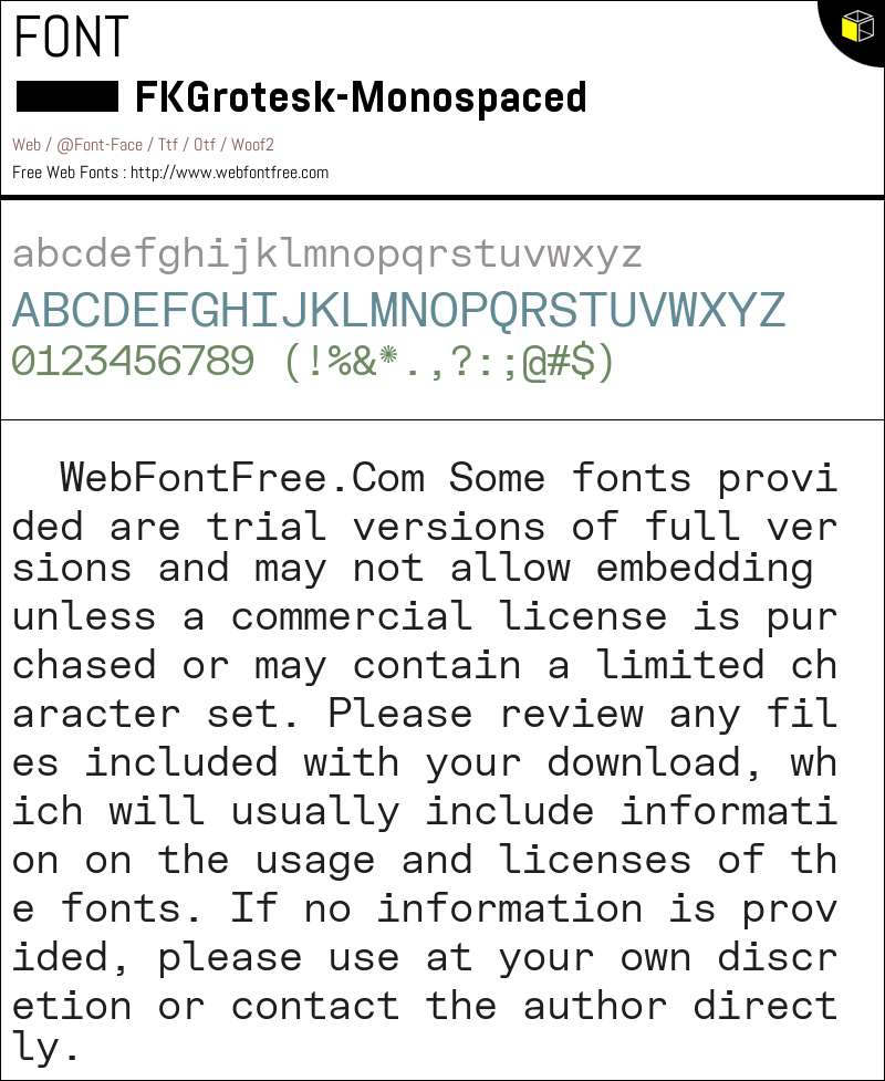 FK Grotesk Monospaced Fonts Downloads - WebFontFree.Com