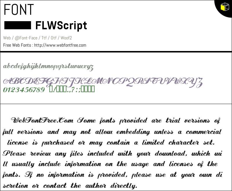 FLW Script Fonts Downloads - WebFontFree.Com