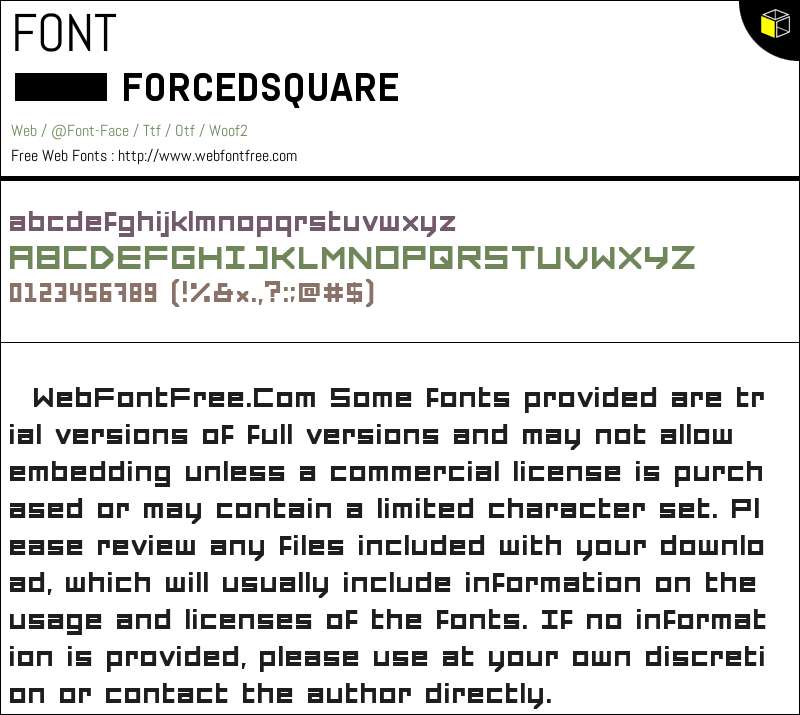 FORCED SQUARE Fonts Downloads - WebFontFree.Com