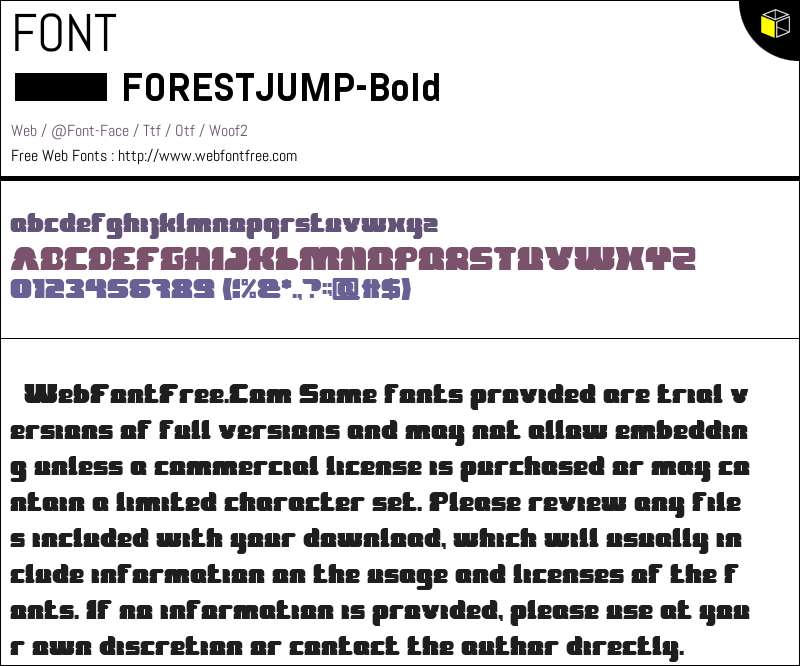 FOREST JUMP Bold Fonts Downloads - WebFontFree.Com