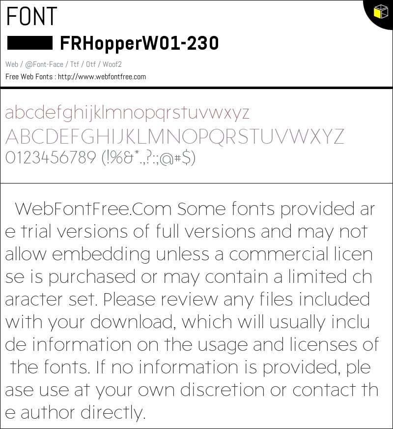 FR Hopper W01 230 Fonts Downloads - WebFontFree.Com