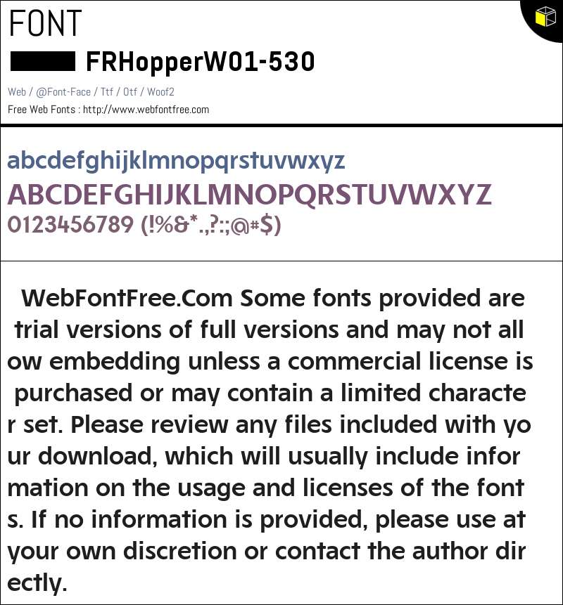 FR Hopper W01 530 Fonts Downloads - WebFontFree.Com