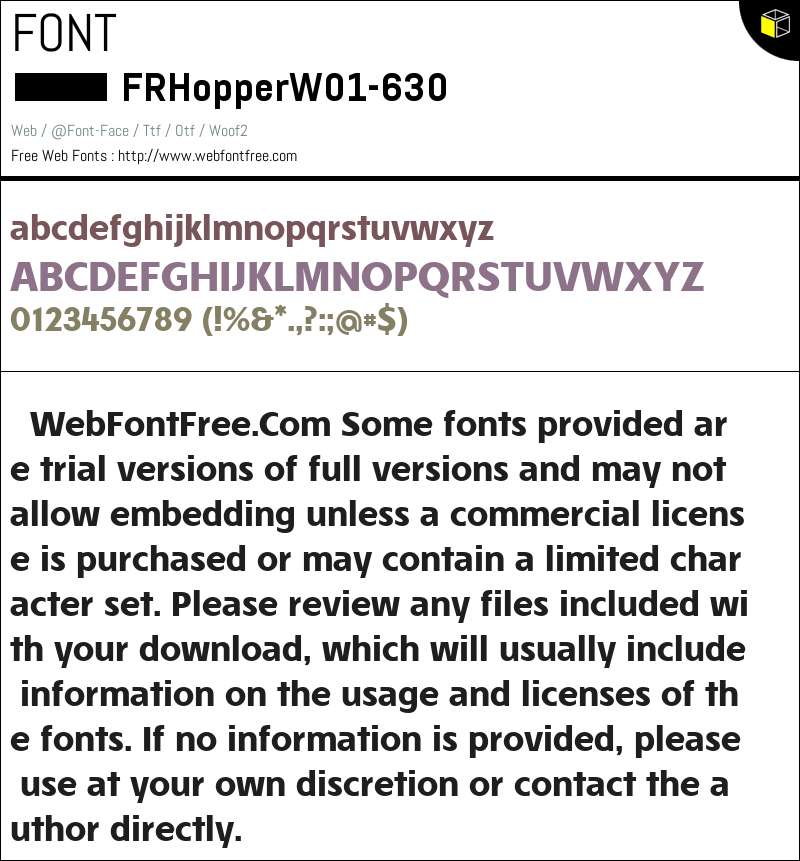 FR Hopper W01 630 Fonts Downloads - WebFontFree.Com