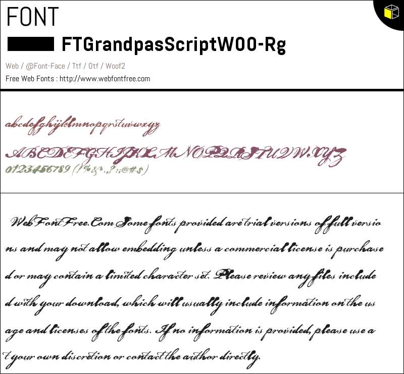 FT Grandpas Script W00 Regular Fonts Downloads - WebFontFree.Com