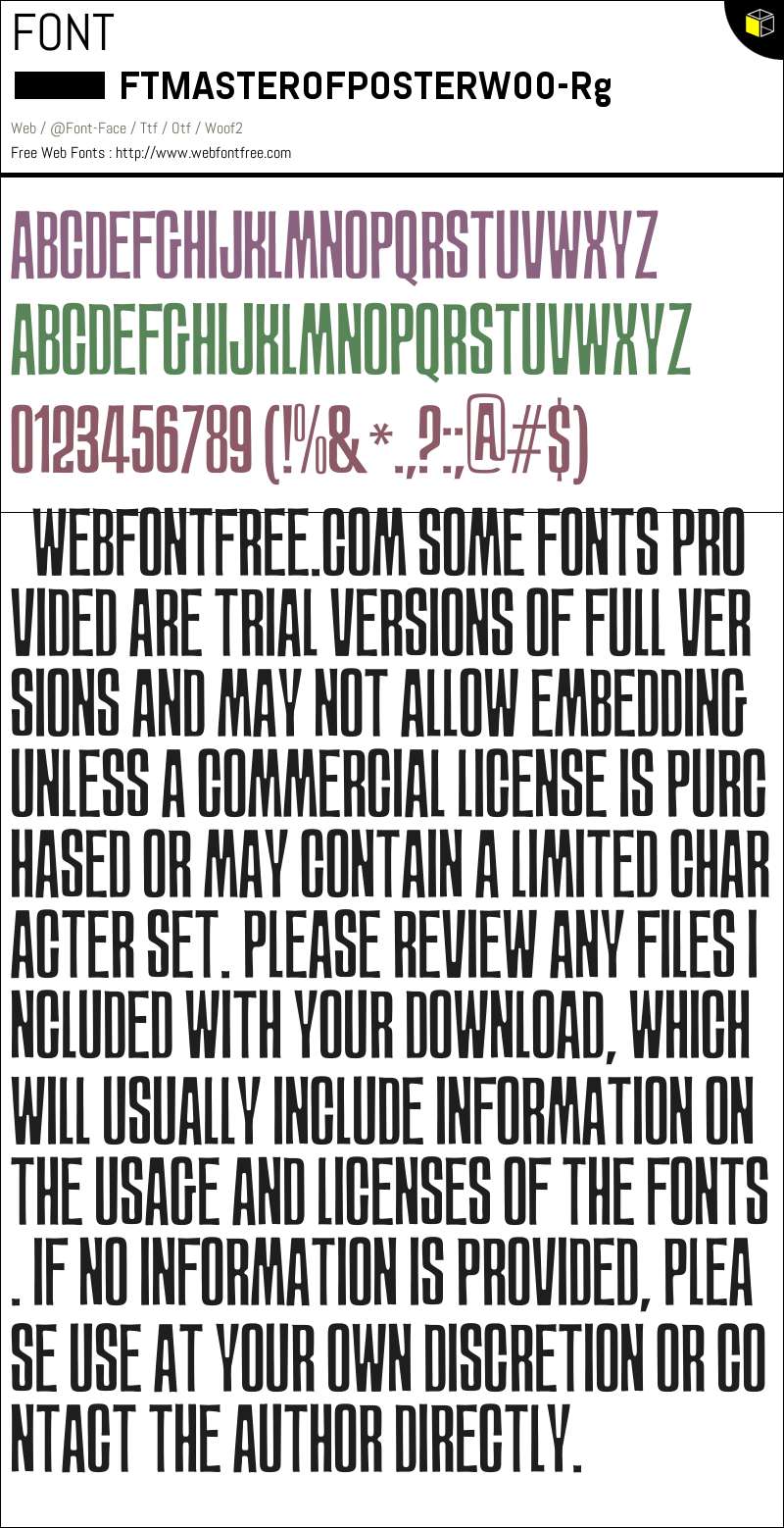 FT MASTER OF POSTER W00 Regular Fonts Downloads - WebFontFree.Com