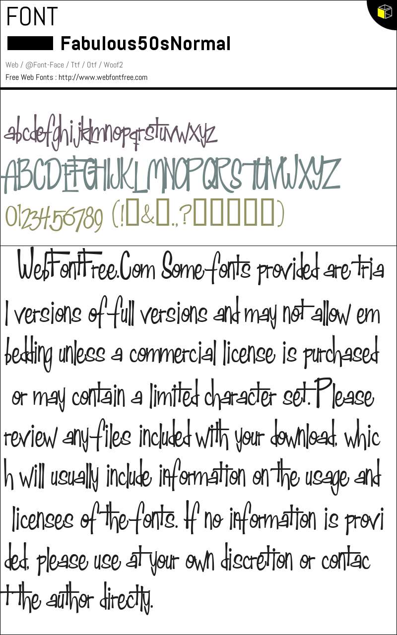 Fabulous 50s Normal Fonts Downloads - WebFontFree.Com