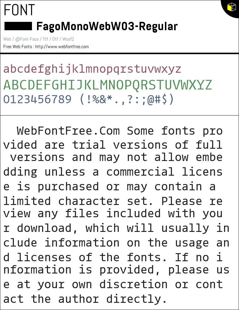 FagoMonoWeb W03 Regular Fonts Downloads - WebFontFree.Com
