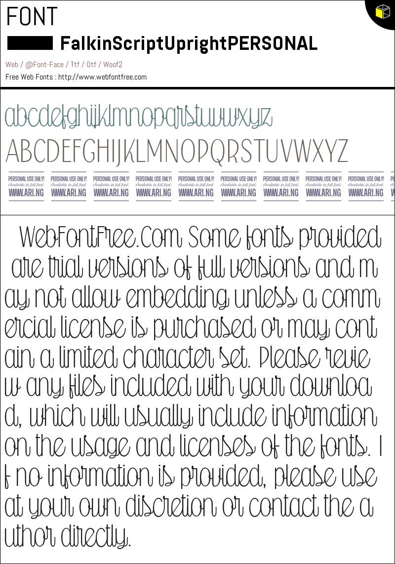 Falkin Script Upright PERSONAL Fonts Downloads - WebFontFree.Com