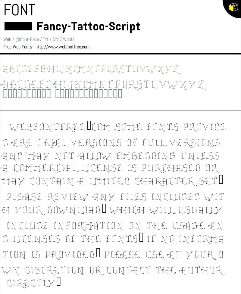 Fancy Tattoo Script Regular Fonts Downloads - WebFontFree.Com