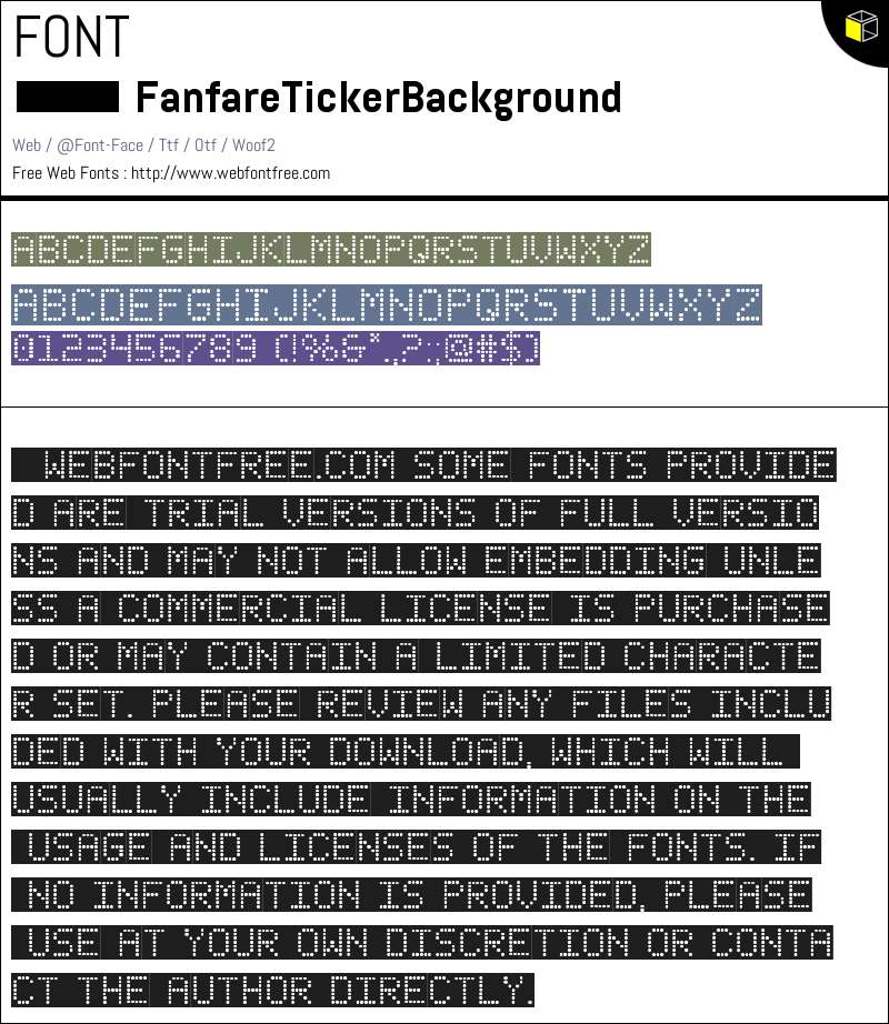 Fanfare Ticker Background Fonts Downloads - WebFontFree.Com