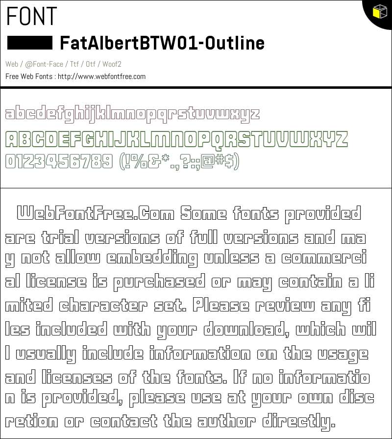Fat Albert BT W01 Outline Fonts Downloads - WebFontFree.Com