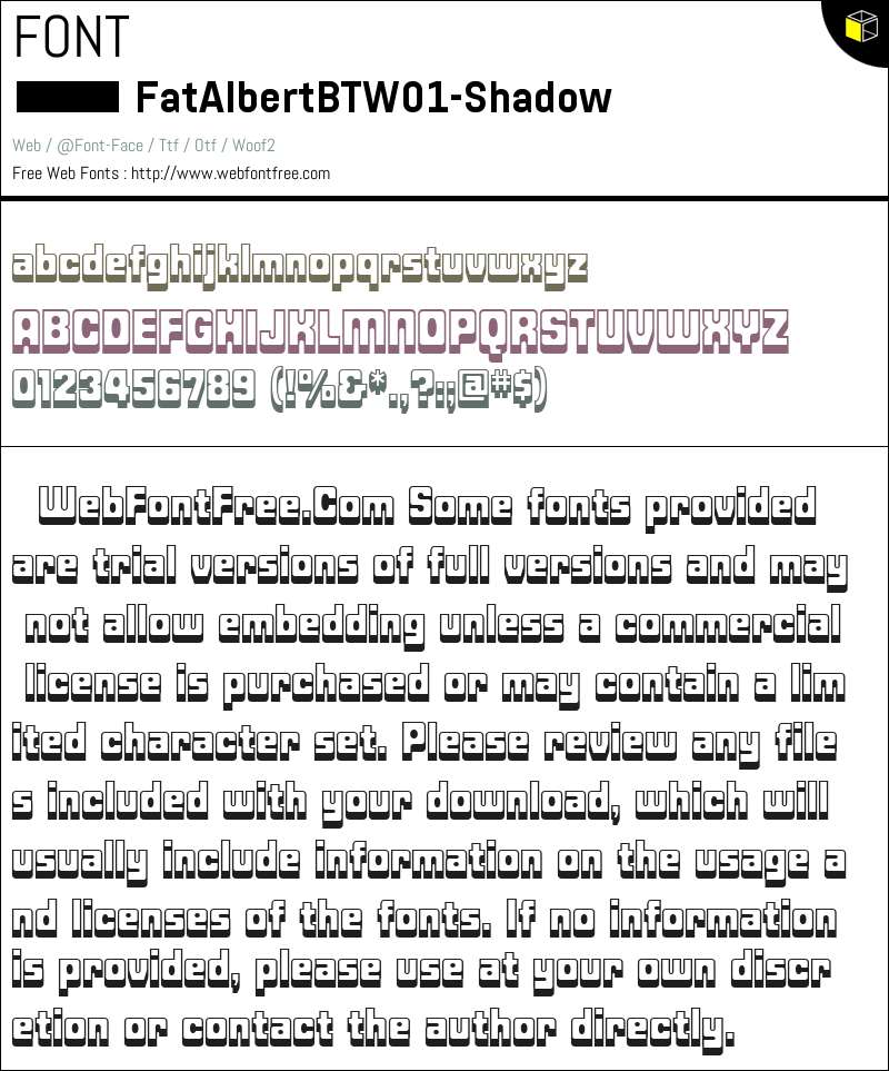 Fat Albert BT W01 Shadow Fonts Downloads - WebFontFree.Com