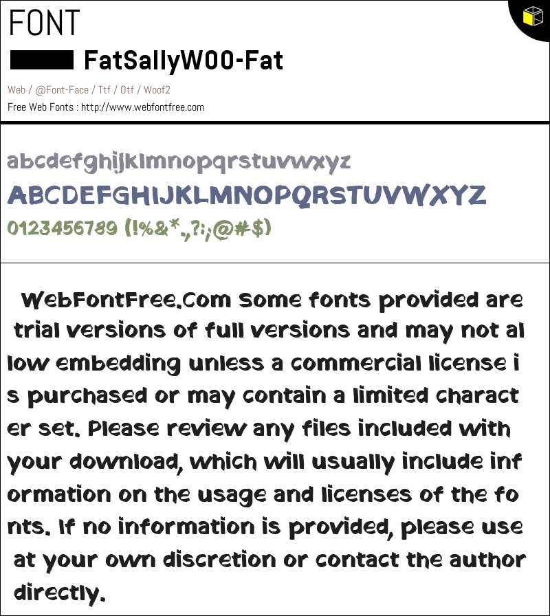 Fat Sally W00 Fat Fonts Downloads - WebFontFree.Com