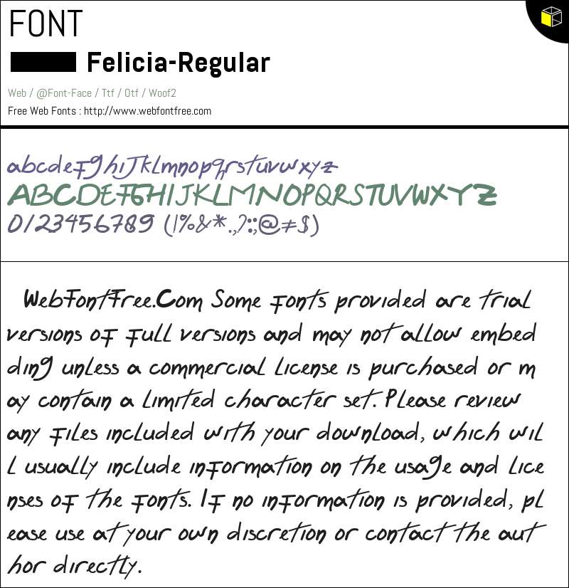 Felicia Regular Fonts Downloads - WebFontFree.Com