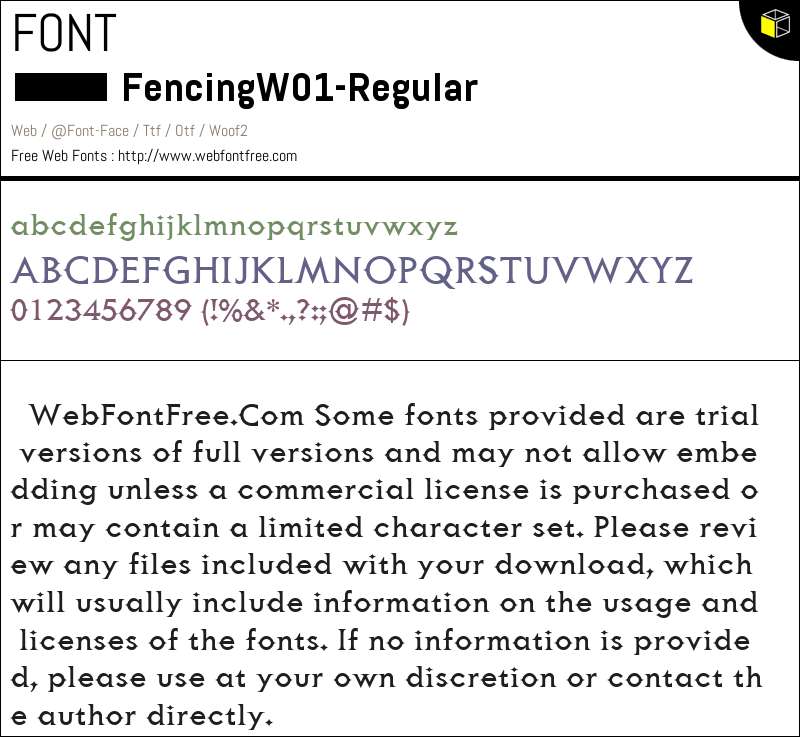 Fencing W01 Regular Fonts Downloads - WebFontFree.Com