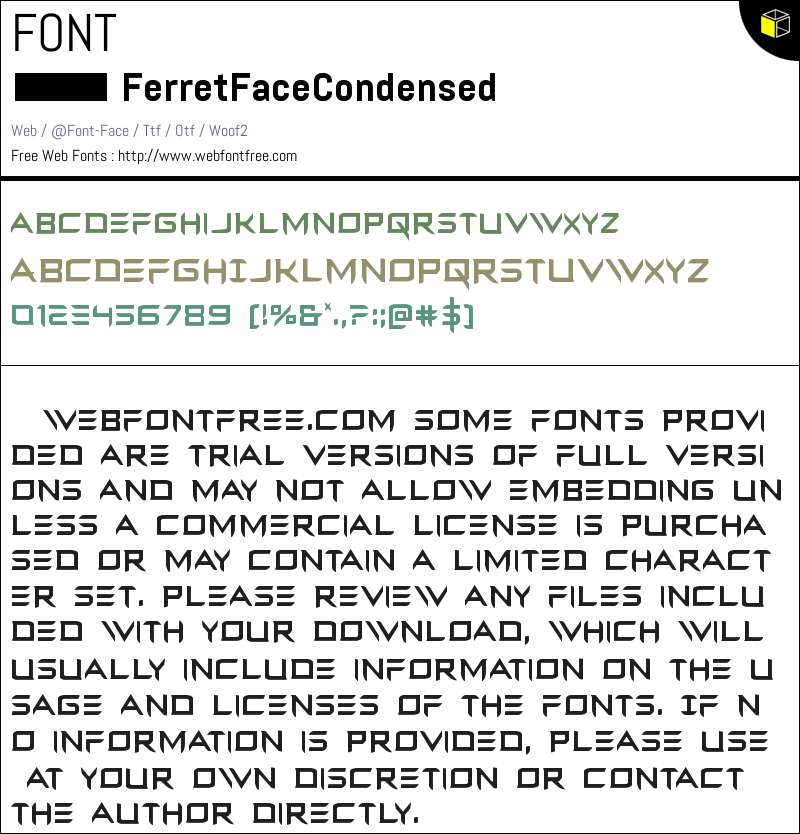Ferret Face Condensed Fonts Downloads - WebFontFree.Com
