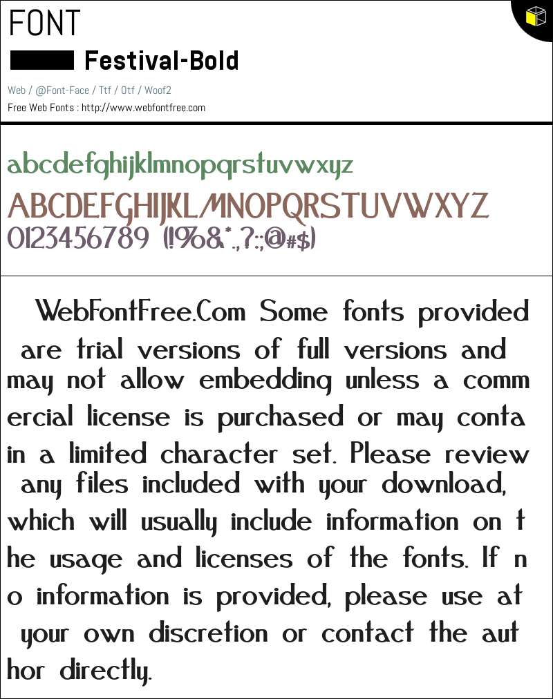 Festival Bold Fonts Downloads - WebFontFree.Com