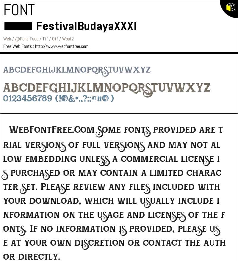Festival Budaya XXXI Fonts Downloads - WebFontFree.Com