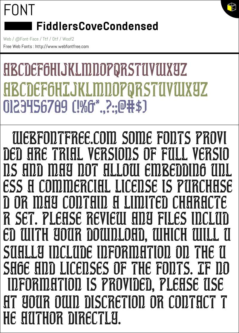 Fiddler's Cove Condensed Fonts Downloads - WebFontFree.Com