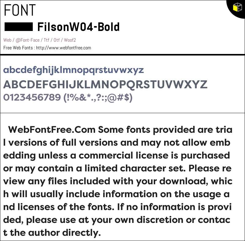 Filson W04 Bold Fonts Downloads - WebFontFree.Com