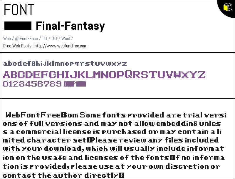 Final Fantasy Regular Fonts Downloads - WebFontFree.Com