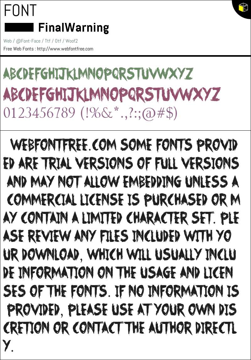Final Warning Fonts Downloads - WebFontFree.Com