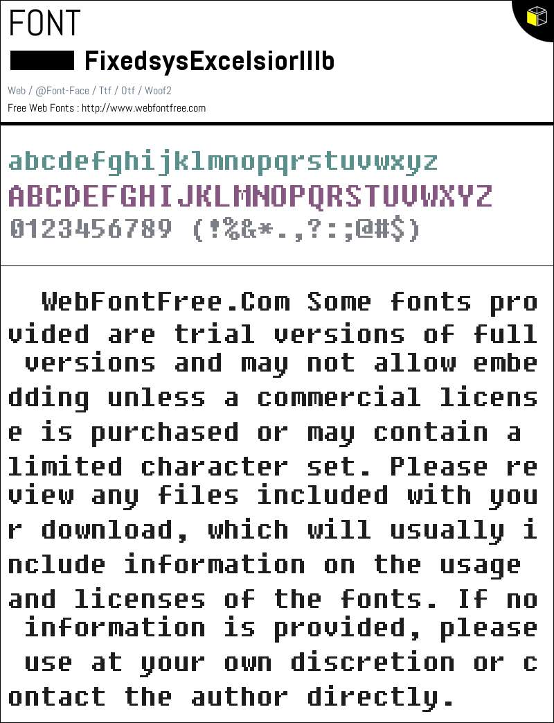 Fixedsys Excelsior 3.01 字体 下载 - WebFontFree.Com
