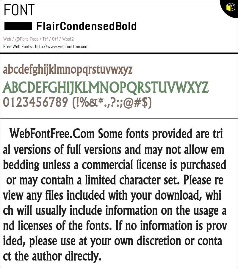 Flair Condensed Bold Fonts Downloads - WebFontFree.Com