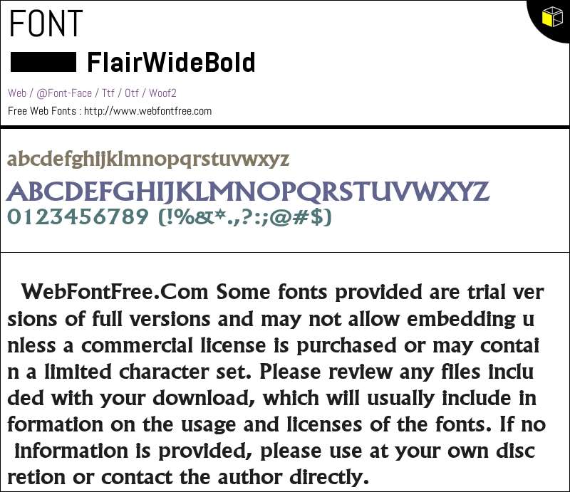 Flair Wide Bold Fonts Downloads - WebFontFree.Com