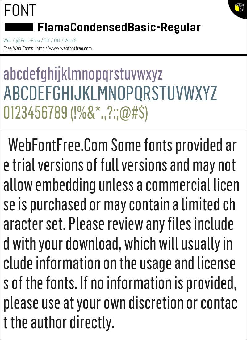 Flama Condensed Basic Regular Fonts Downloads - WebFontFree.Com