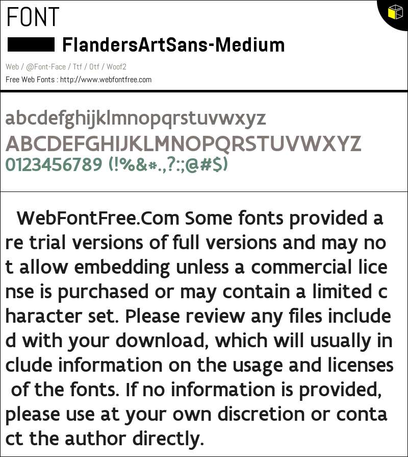 FlandersArtSans-Medium Fonts Downloads - WebFontFree.Com