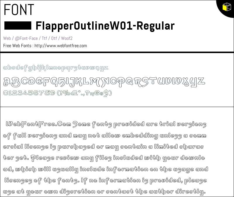 Flapper Outline W01 Regular Fonts Downloads - WebFontFree.Com