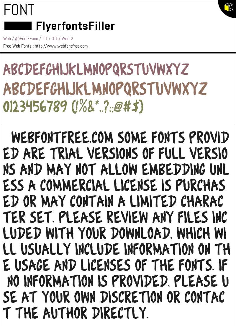 Flyerfonts Filler Fonts Downloads - WebFontFree.Com