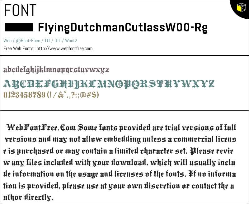 Flying Dutchman Cutlass W00 Rg Fonts Downloads - WebFontFree.Com
