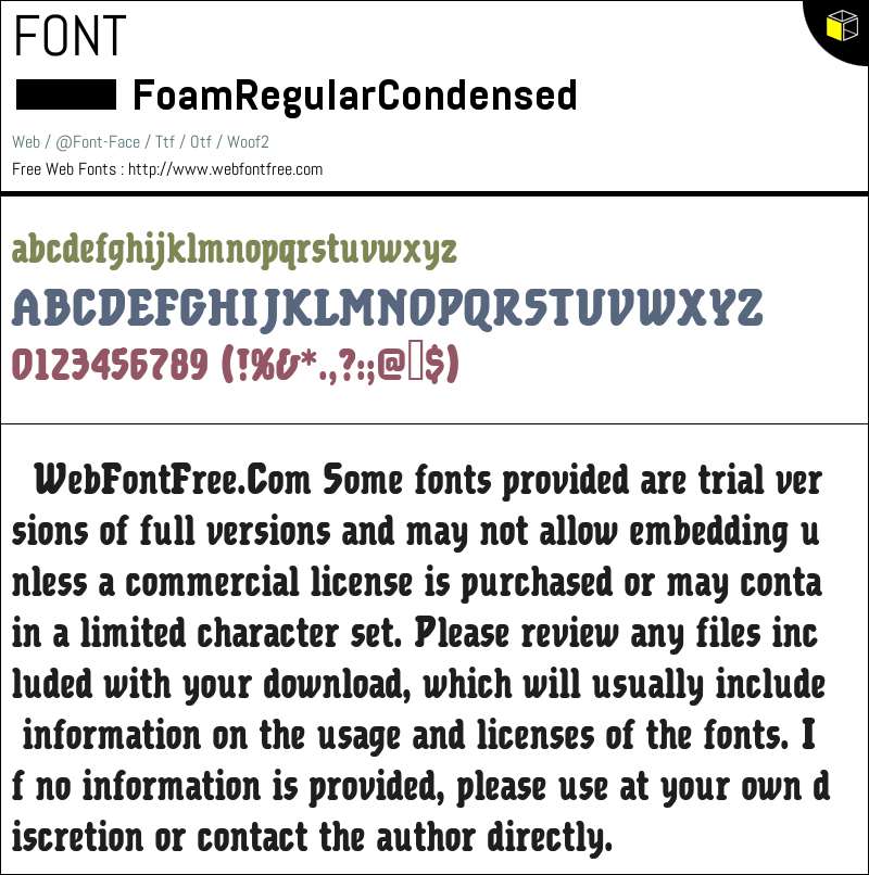 Foam Regular Condensed Fonts Downloads - WebFontFree.Com