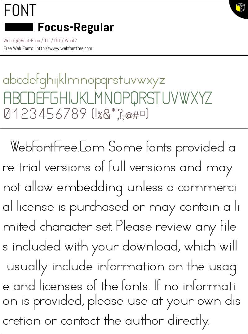 Focus Regular Fonts Downloads - WebFontFree.Com
