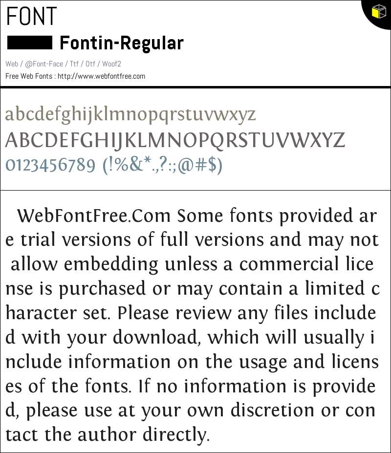 Fontin-Regular Fonts Downloads - WebFontFree.Com