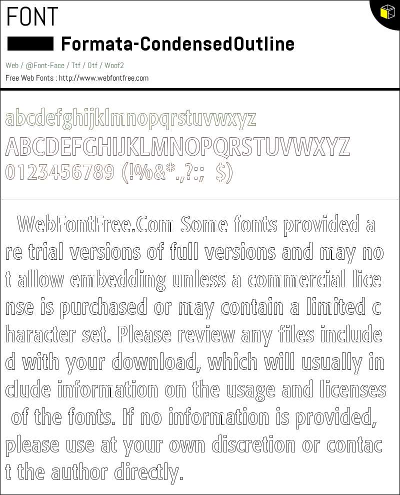 Formata-CondensedOutline Fonts Downloads - WebFontFree.Com