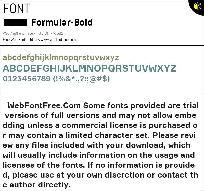 Formular-Bold Fonts Downloads - WebFontFree.Com