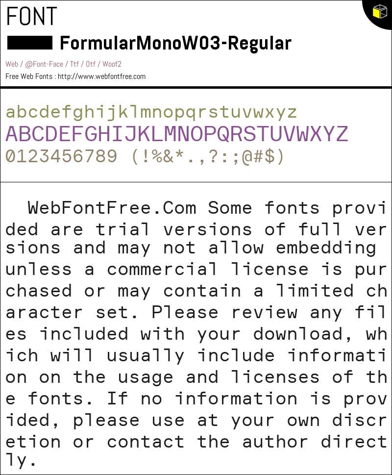 Formular Mono W03 Regular Fonts Downloads - WebFontFree.Com